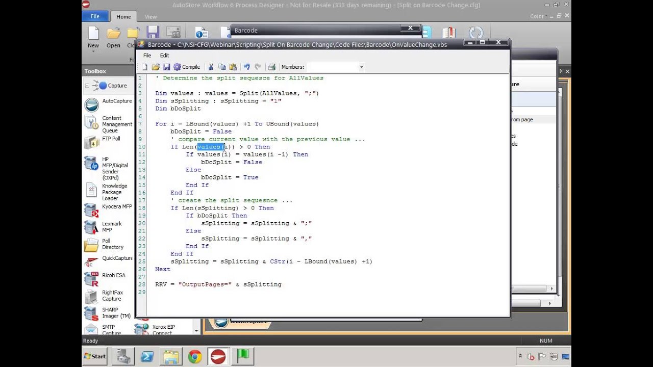 Split on Barcode Change - Barcode Scripting - YouTube