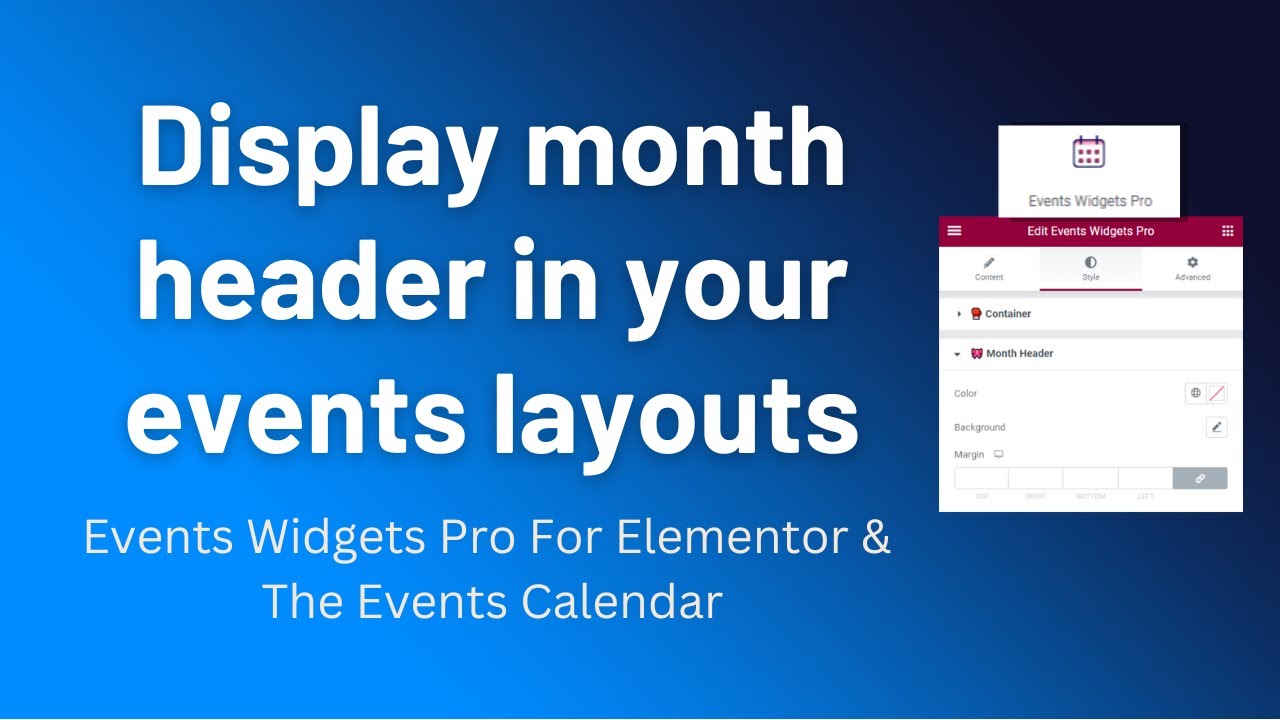 Event Month Header || Events Widgets Pro for Elementor & The Event ...