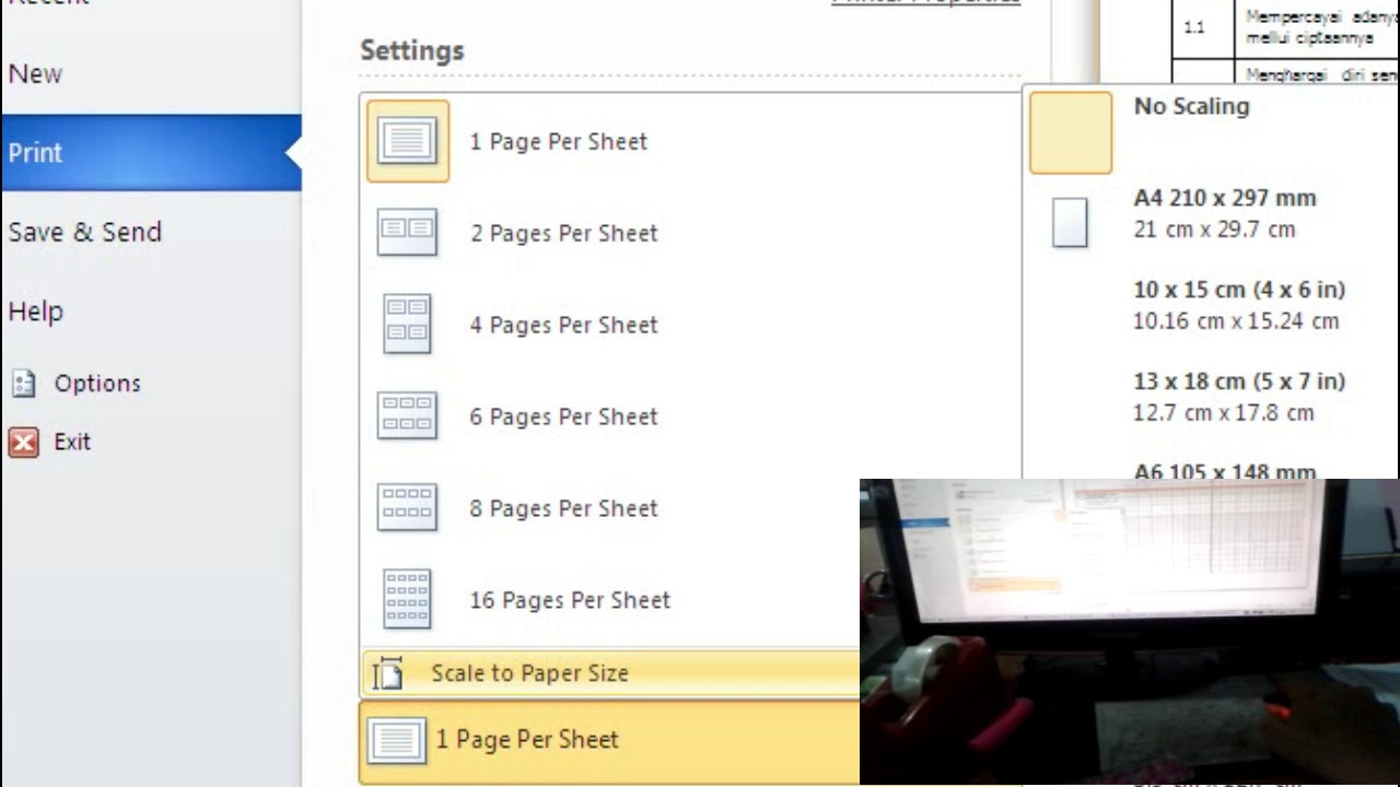 cara print f4 ke a4 pada microsoft word 2010 | cara mengatur skala pada ...