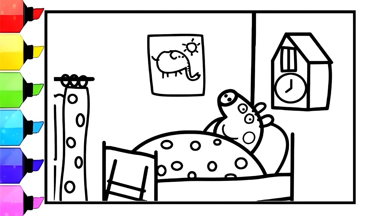 Peppa Wakes up early in the Morning Drawing Easy | Peppa Pig Coloring ...