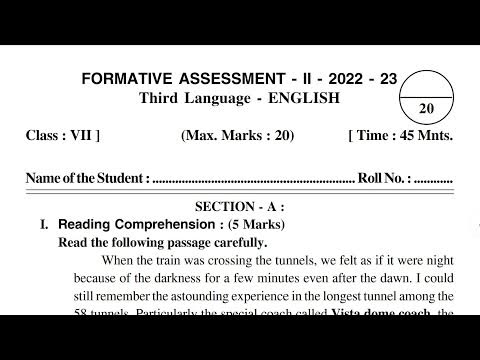 7th class FA-2 English pakka most important (2023-2024) question paper 💯💯 - YouTube
