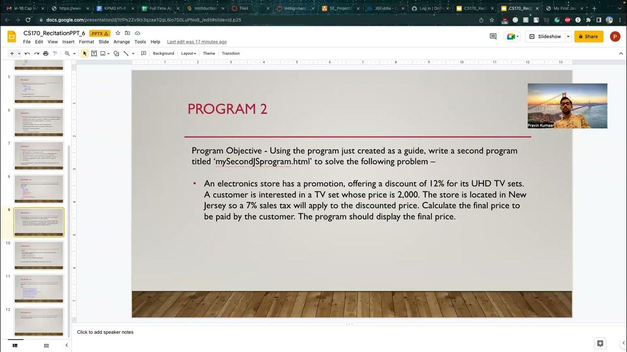CS170 Recitation Lecture 6 - Intro to JavaScript - YouTube