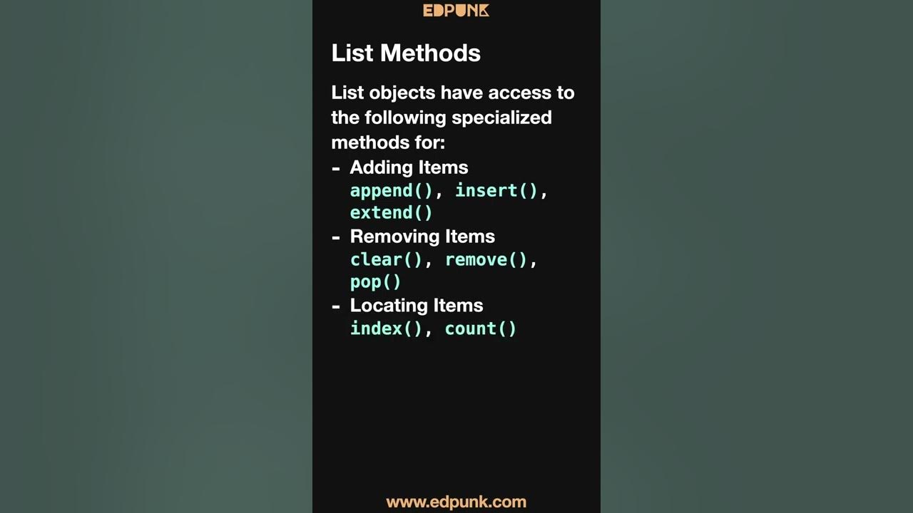 [day 55] Introduction To List Methods In Python Learn Python Dark Mode 100daysofpython