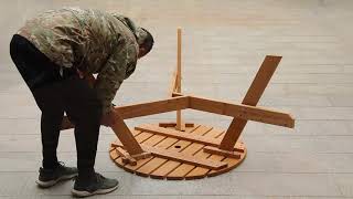 Wooden Outdoor Round Picnic Table with Bench. Assembly guide from Gardenised