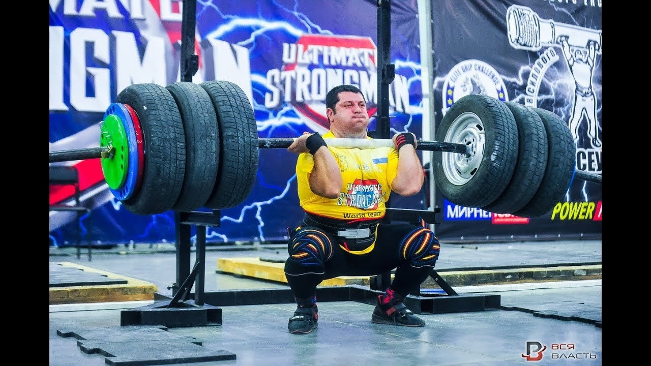 Strongman World record frontal squat U105 Oleksandr Dubovoy 200 kg x 12 ...