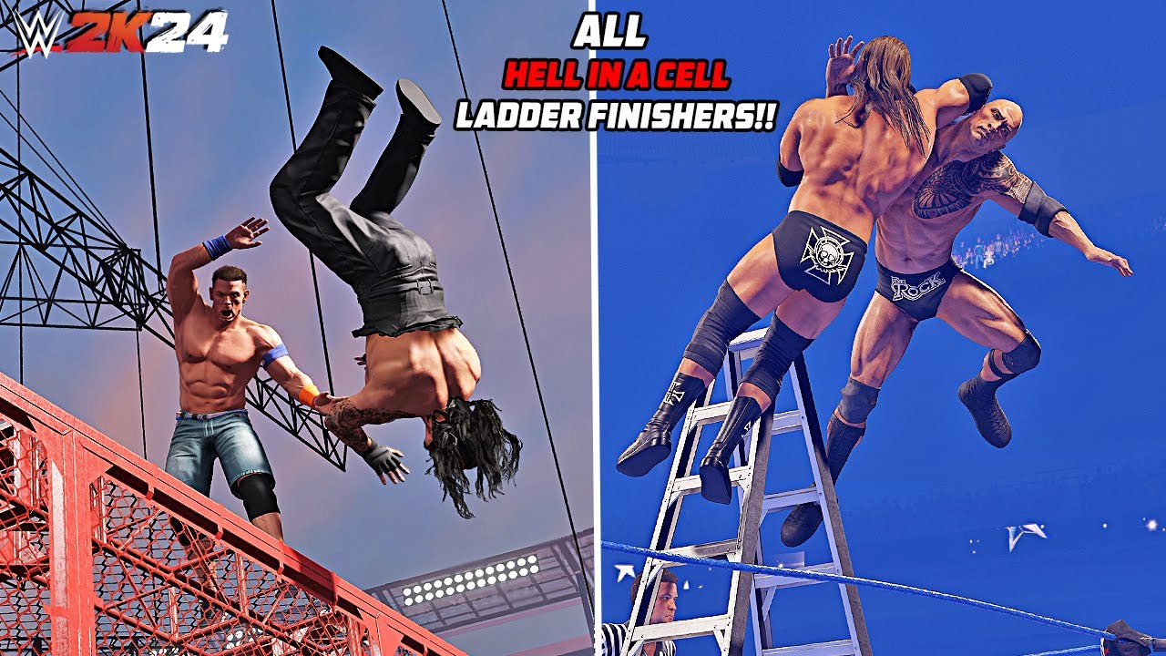 Every Hell In A Cell & Ladder Finishers In WWE 2K24 (OMG Moments) - YouTube