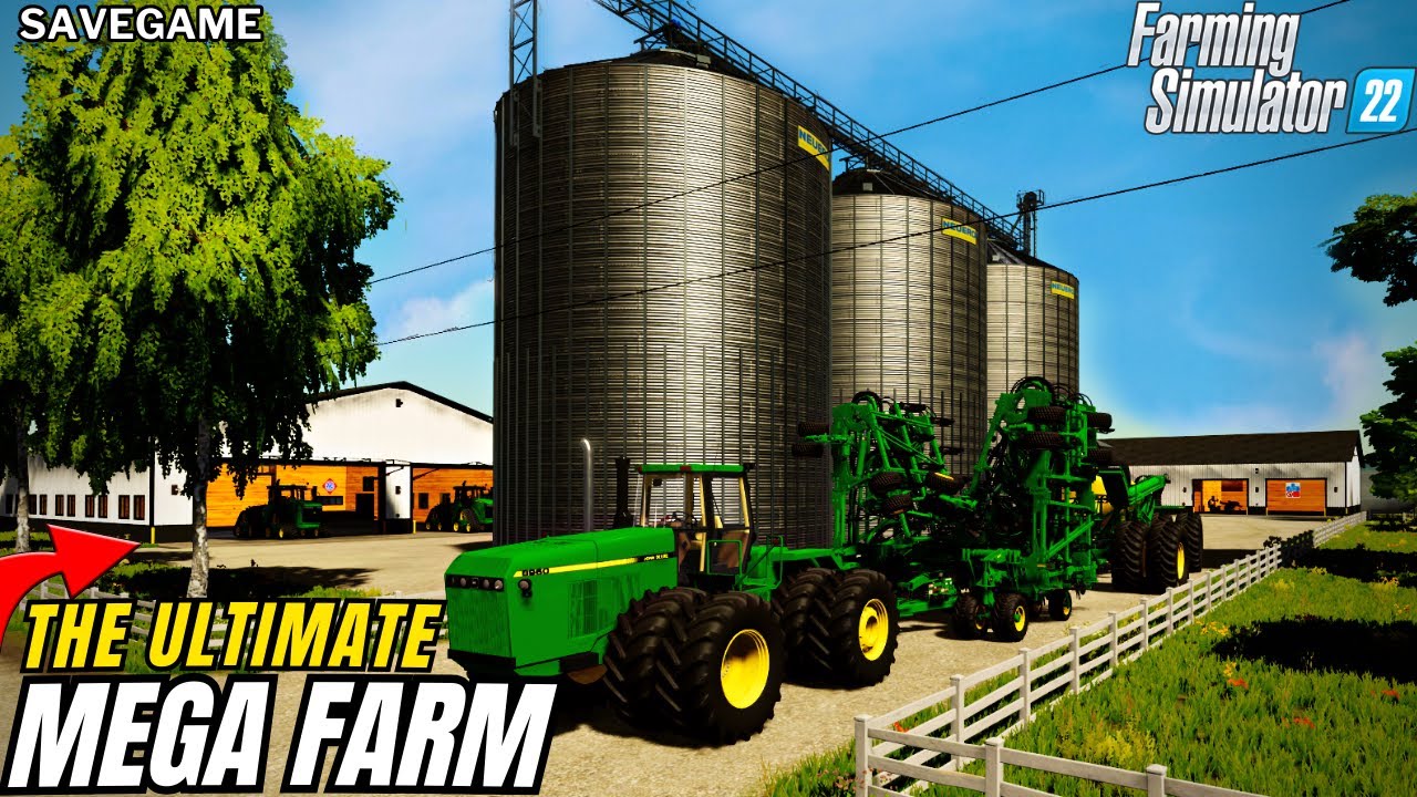 Mega Farm Build + Savegame | Farming Simulator 22 - YouTube