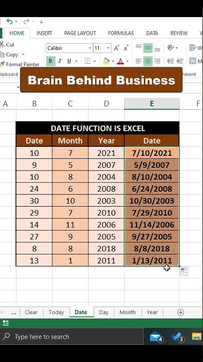 Excel Date function | Date Formula in Excel to combine day, month & year #shorts - YouTube