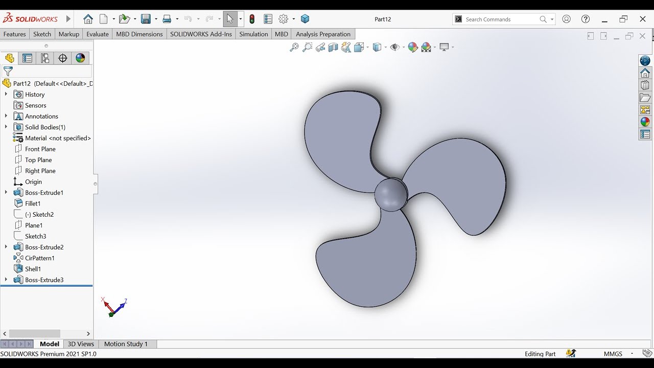 Solidworks Fan blade : Polymer Engineering - YouTube