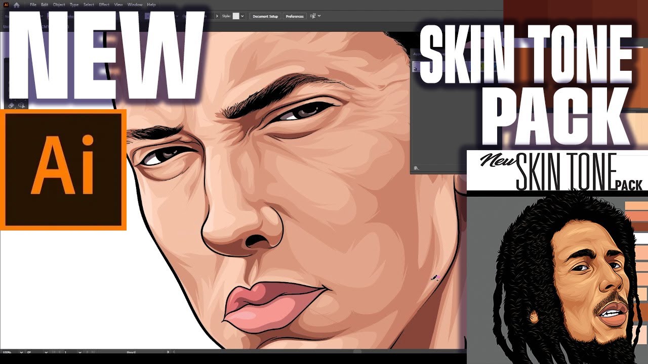 Eminem Shaded using New Skin Tone Pack ( ADOBE ILLUSTRATOR ) - YouTube