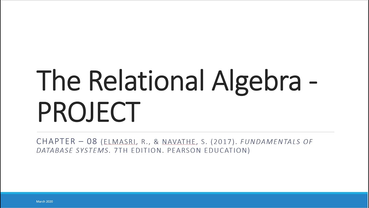 DBMS: The Relational Algebra Part 3 - PROJECT - The Relational Algebra ...