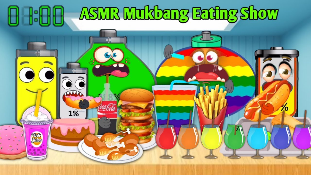 ASMR Mukbang Animation Compilation | LoW Battery Charging With ASMR ...