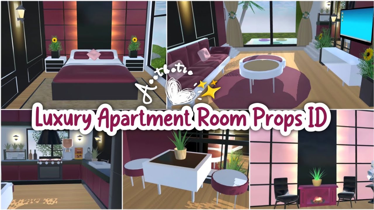 Luxury Apartment Room PropsID Aesthetic 💫||Sakura School Simulator ...