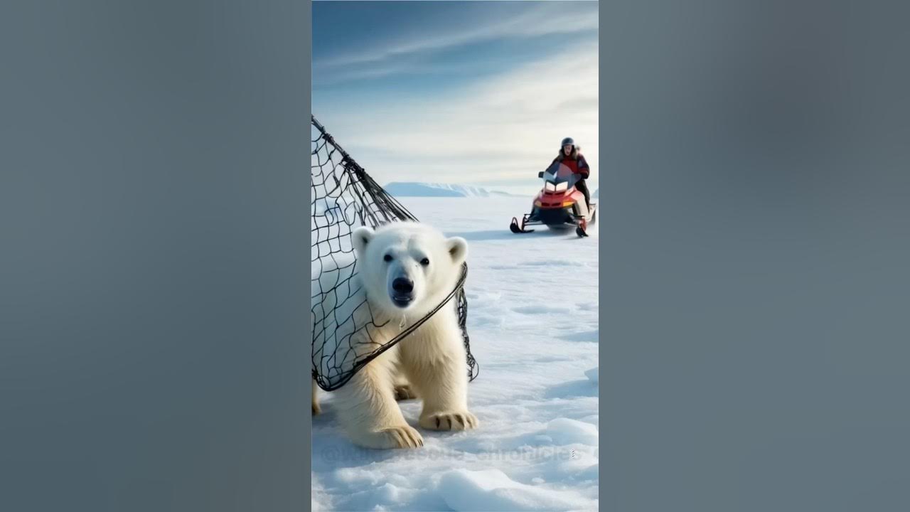 Touching Rescue Story: Polar Bear Cub Freed from Fishing Net in Arctic!😥#shorts #rescue # ...