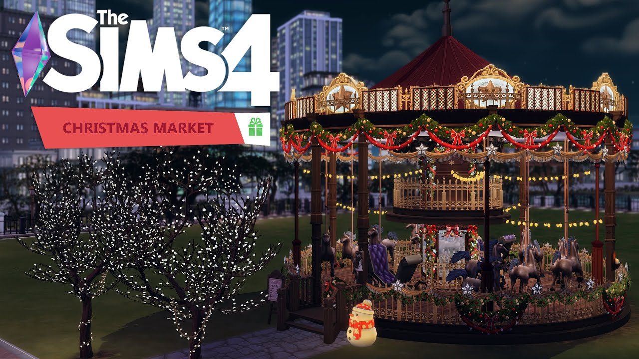 Christmas Carousel │Christmas Market Part 1 │ Sims 4 │ No CC │ Speed Build - YouTube
