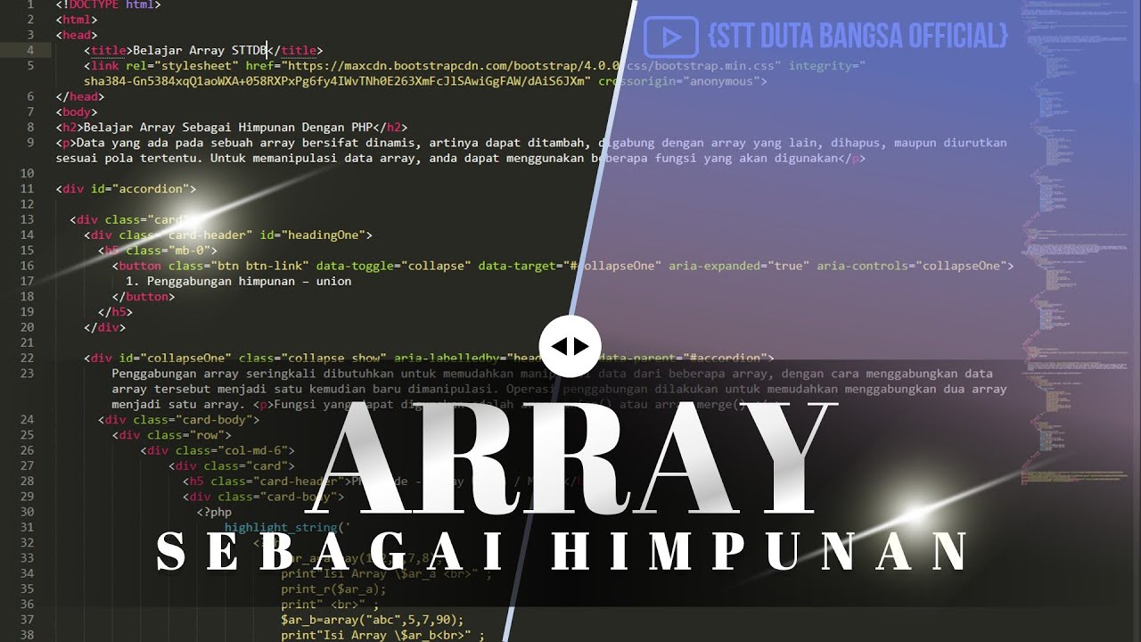 Belajar Array Sebagai Himpunan Dengan PHP - Part 1 - YouTube