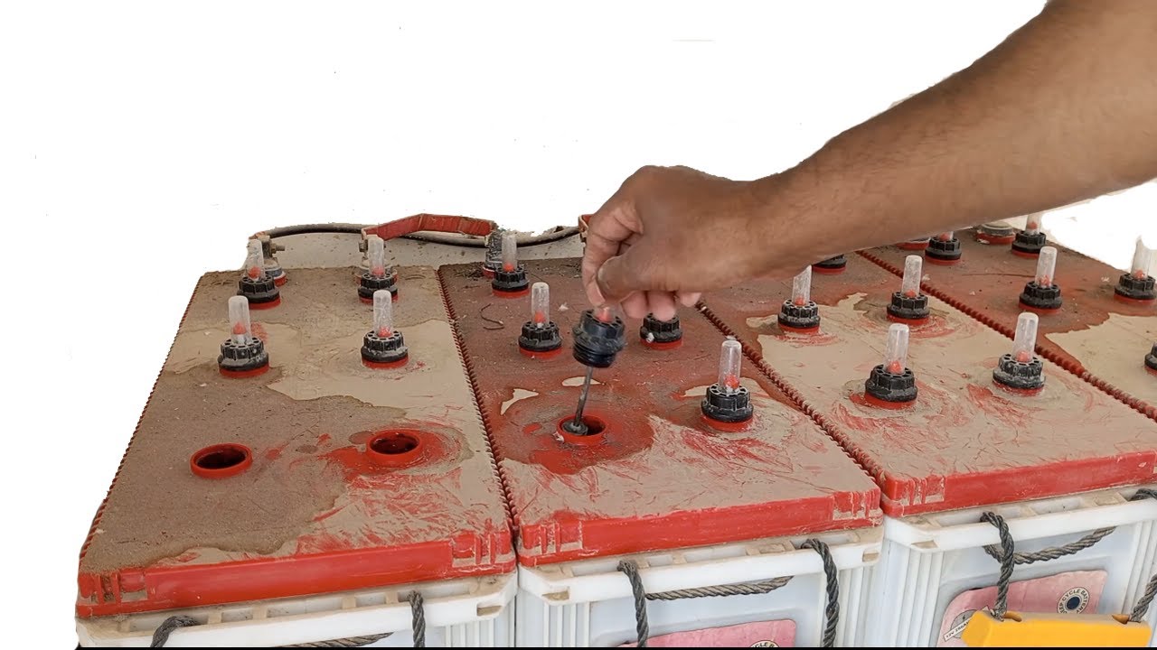 Tubular Battery Water Filling | Tubular Battery Maintenance - YouTube