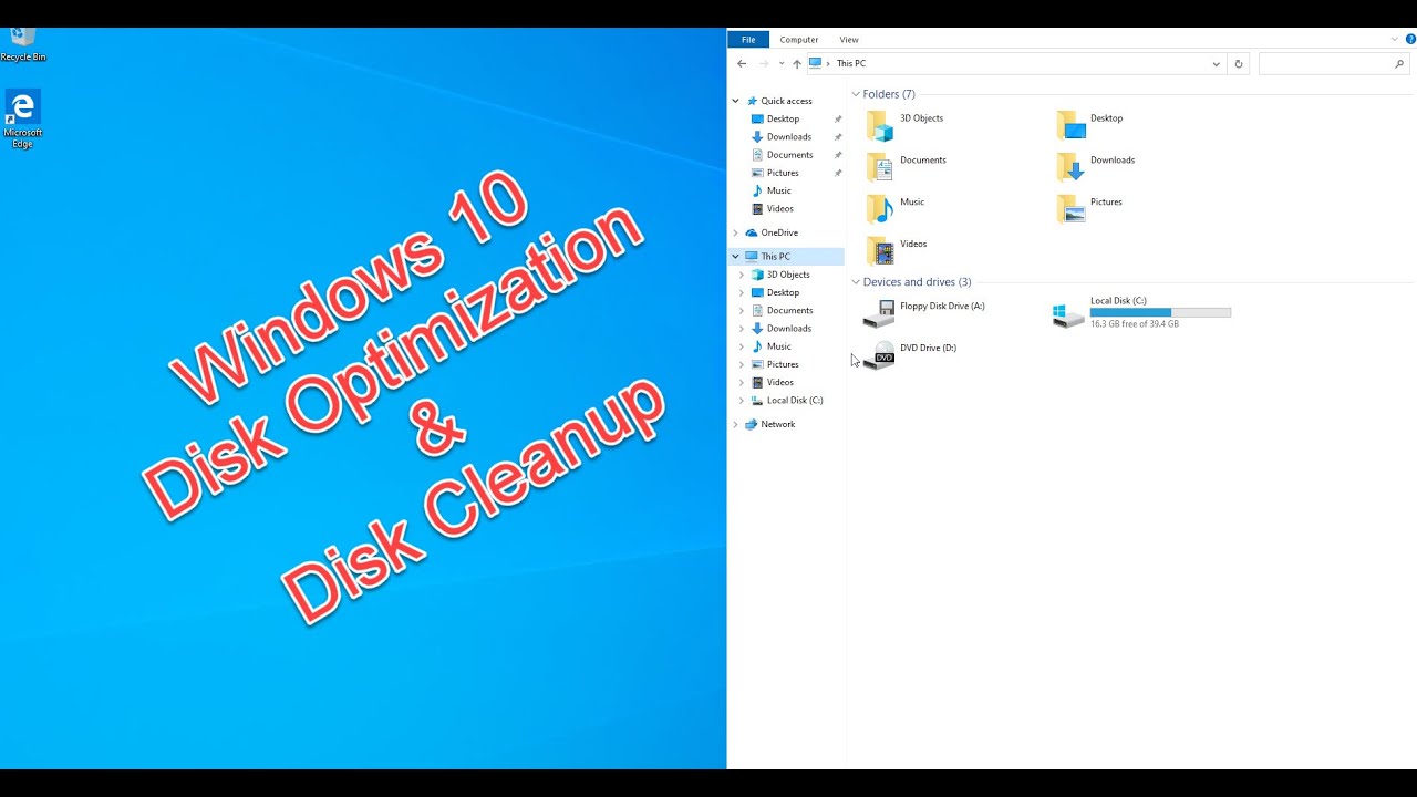 Windows 10 Run Disk Cleanup Disk Optimization Free up Space on Hard ...