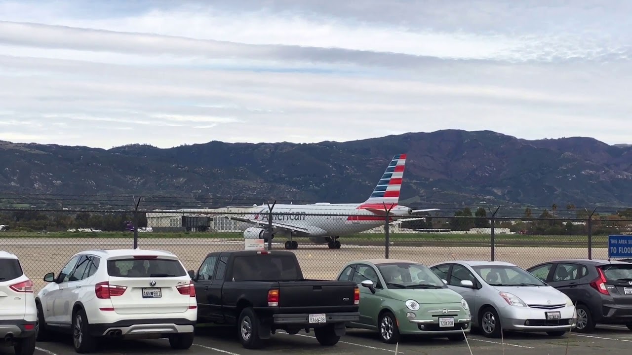 Plane Spotting At Santa Barbara Airport KSBA big planes a319s,E-175s ...