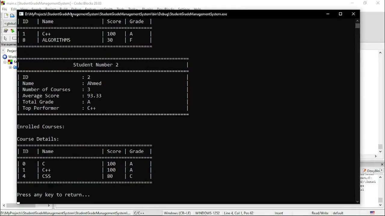 Student Grade Management System || C Project (Console Application) - YouTube