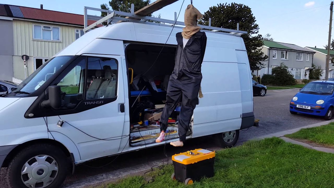 Hanging man animated Halloween prop - YouTube