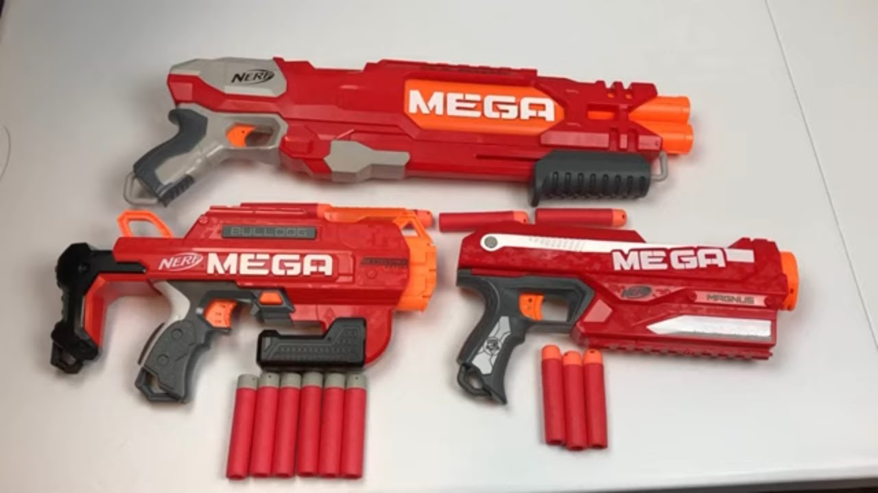 Nerf Mega Blasters Box of Toys Toy Guns Bulldog Double Breach - YouTube
