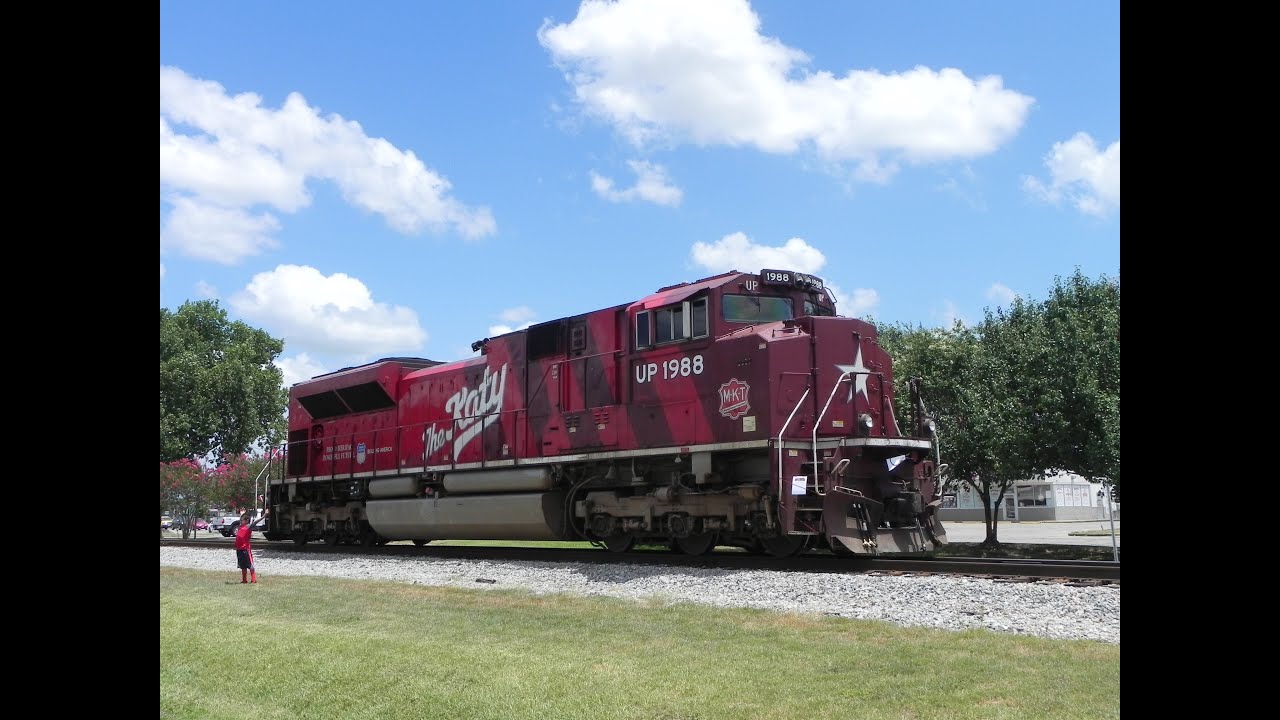 UP 1988 MKT Heritage Unit on Display at Katy, TX 7/3/2016 Bonus catch with UP 5746 and UP 6395 ...