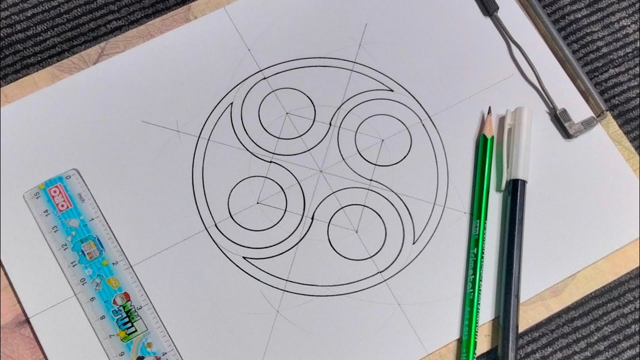 Geometric circle design | Easy circle drawing - YouTube