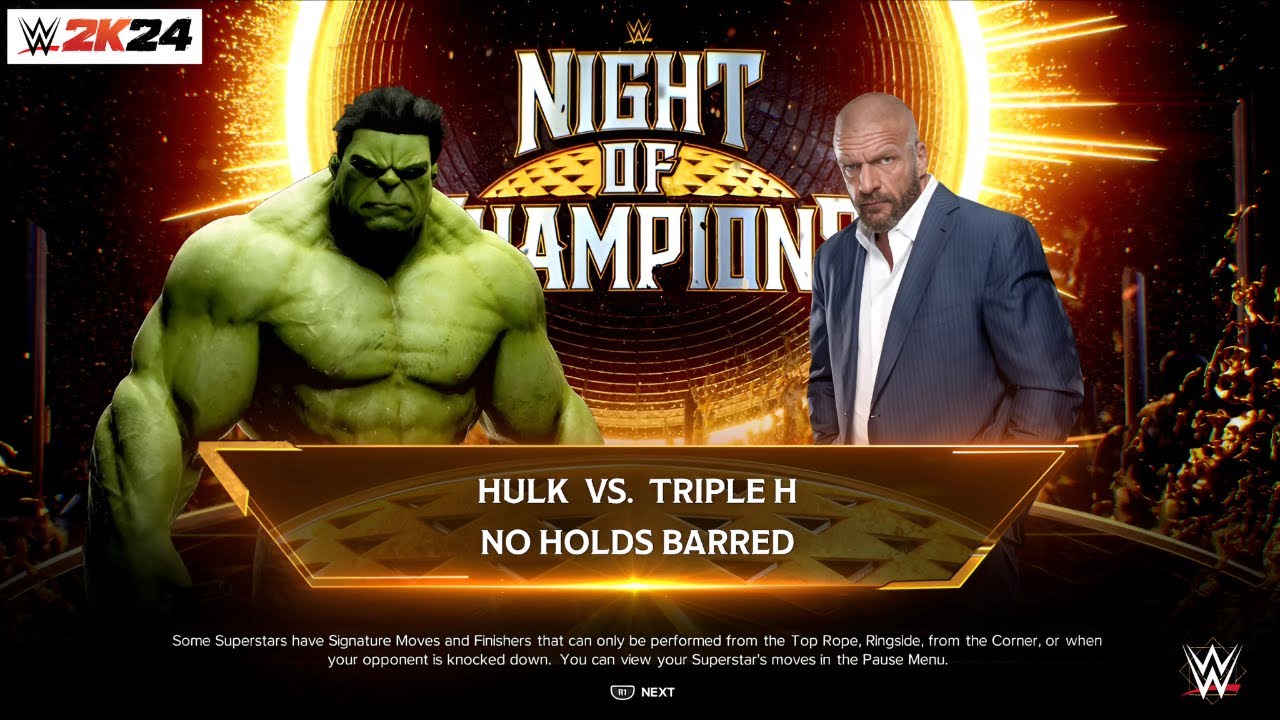 WWE 2k24 Hulk VS Triple H No Holds Barred Match - YouTube