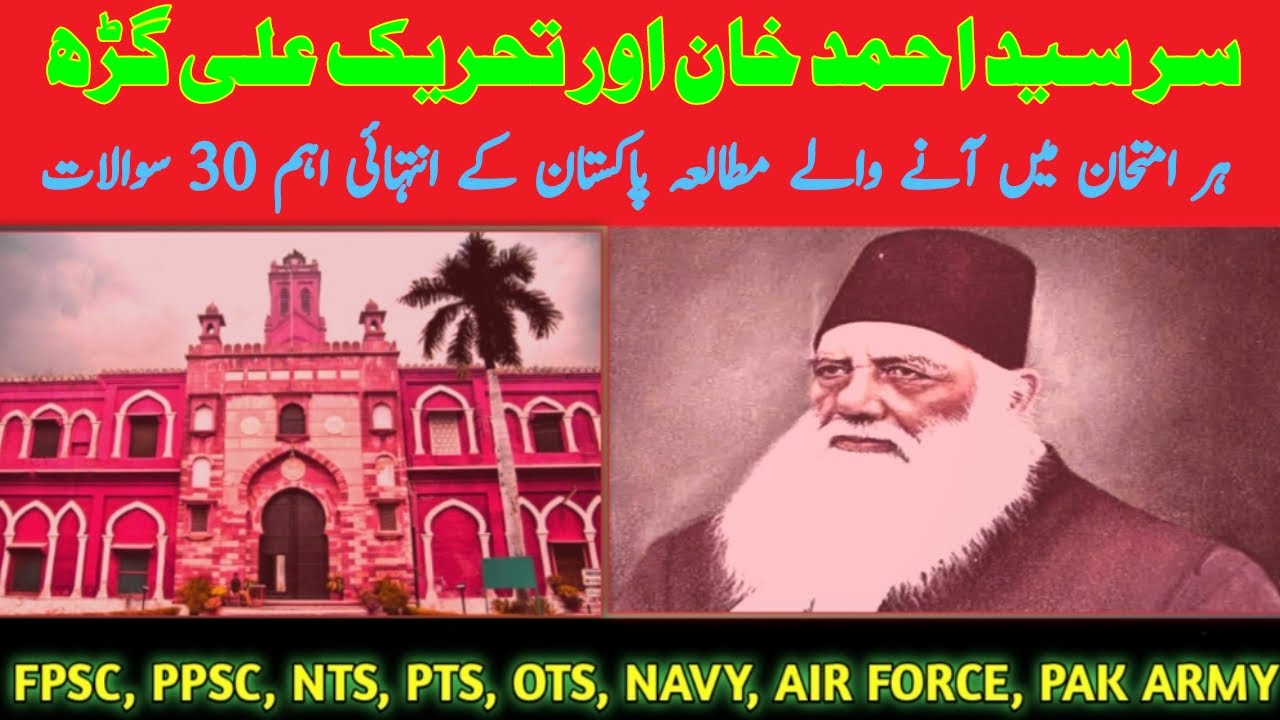 Sir Syed Ahmad Khan & Aligarh Movement| Top 30 Most Repeated MCQs of ...