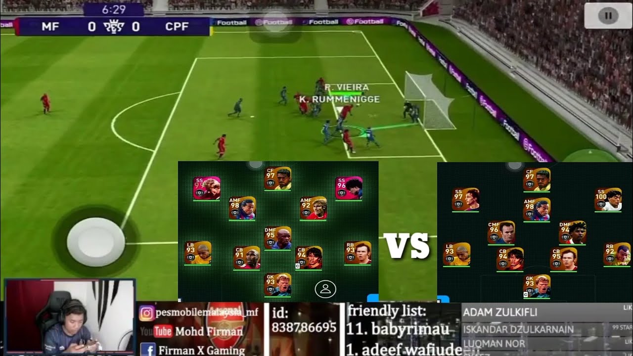 EPIC GAMEPLAY LEGEND PLAYER VS LEGEND PLAYER | PES 2021 MOBILE - YouTube