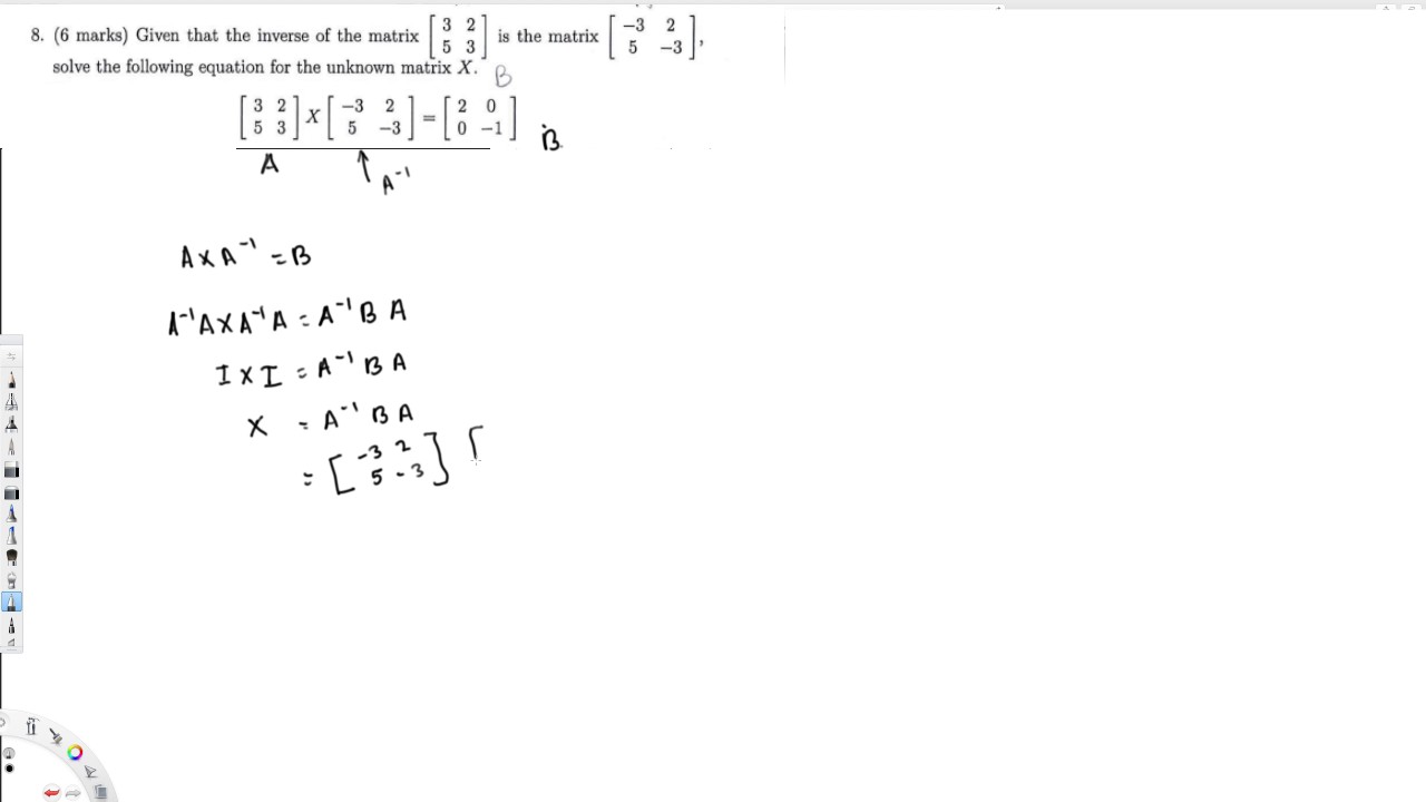 Solve The Following Equation For The Unknown Matrix X Linear Algebra