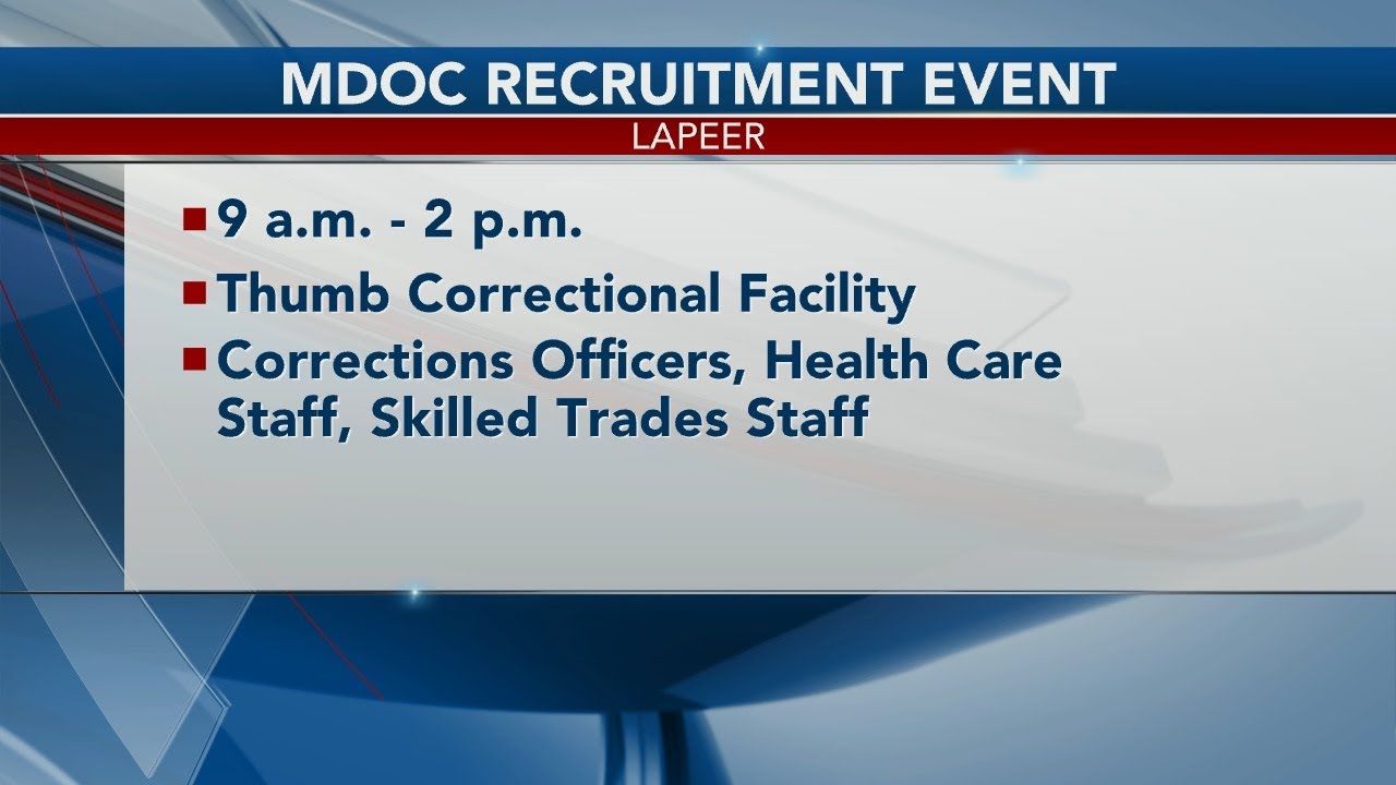 Michigan Department of Corrections is hosting a recruitment event on ...