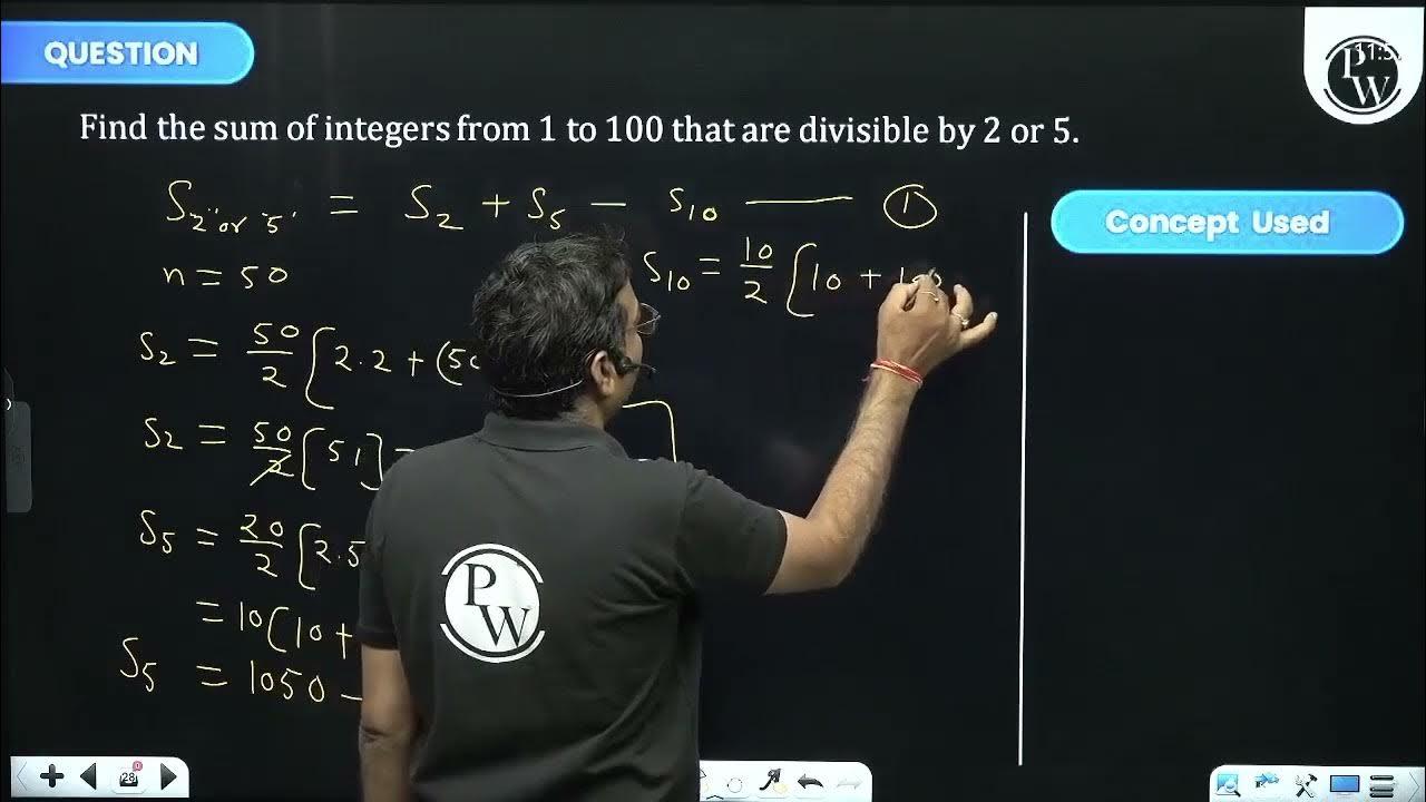 Find the sum of integers from 1 to 100 that are divisible by 2 or 5..... - YouTube