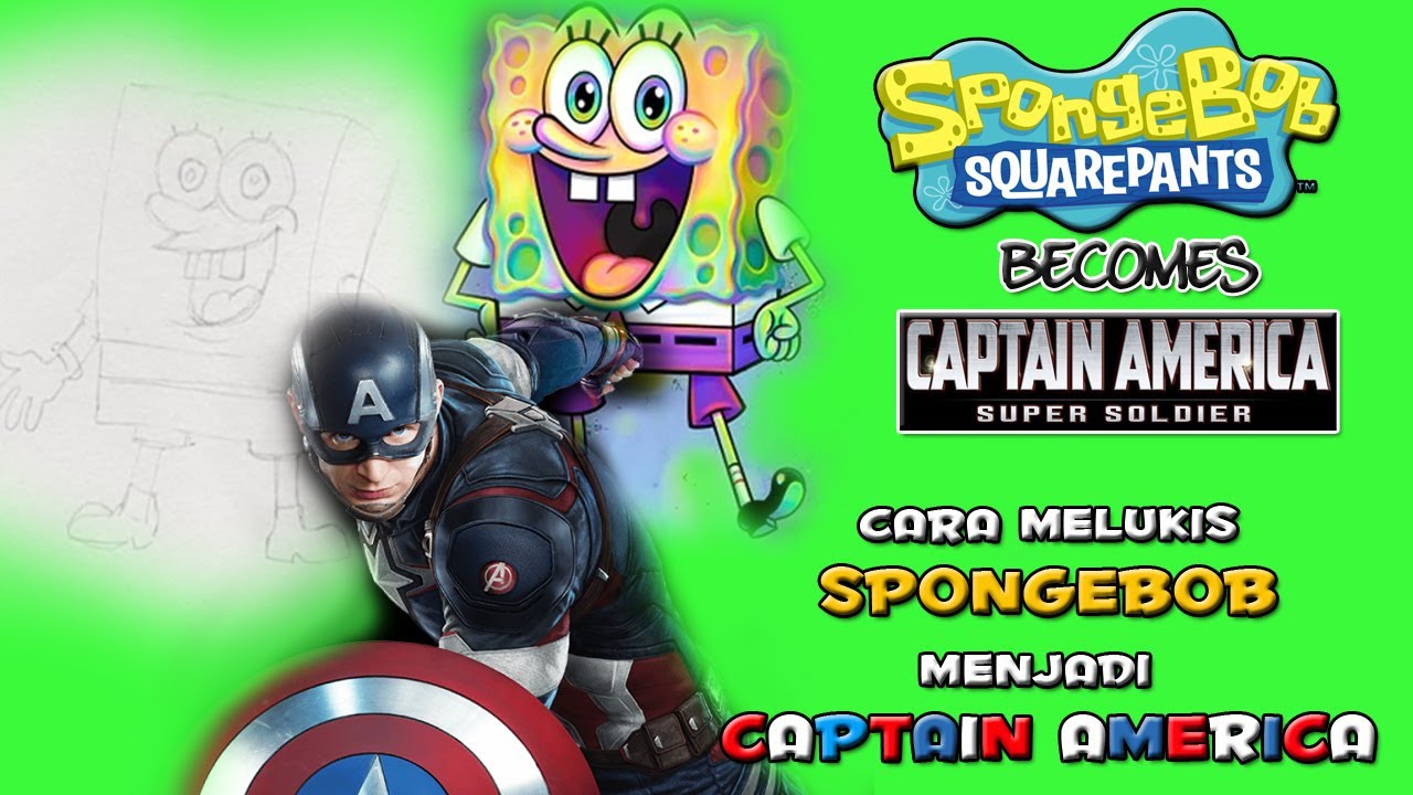SpongeBob Jadi Captain America? | Draw Spongebob becomes Captain ...