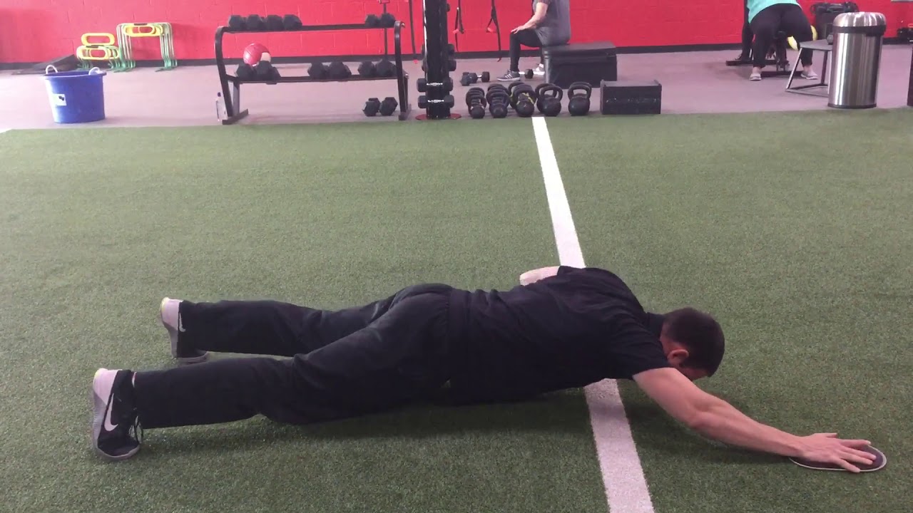 Alternating Slider Pushups - YouTube