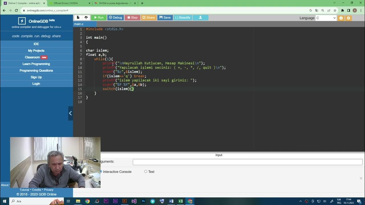 Hayrullah Kutlucan C Programlama, While(1) ve Switch-Case ile Hesap Makinesi 6.Ödev - YouTube