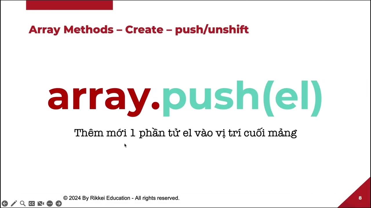 [FE]Session Array - Lecture 05 - Thêm phần tử vào trong mảng - YouTube