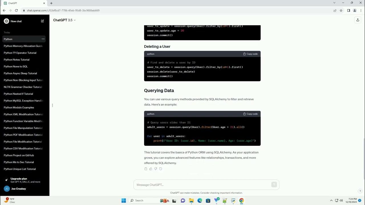 python object relational mapping - YouTube