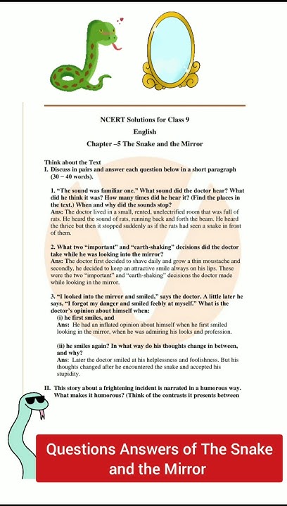 The Snake and the Mirror/Class-9/Chapter-5 /Questions Answers # ...