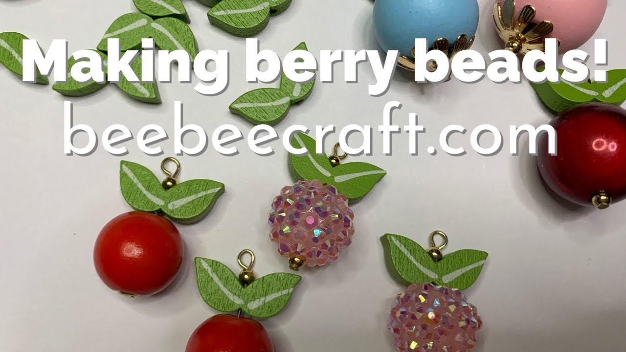 Making the CUTEST berry beads!! beebeecraft.com Wood Leaf Beads! - YouTube