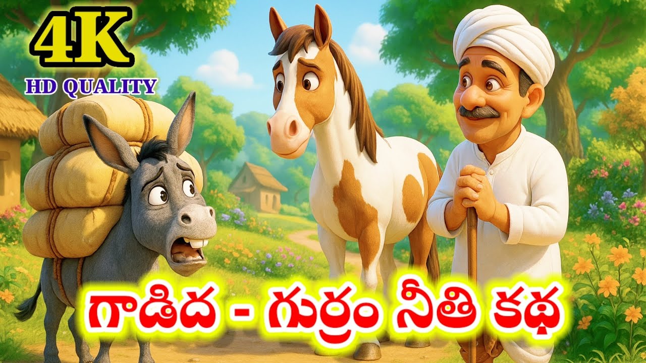 గాడిద - గుర్రం నీతి కథ | Greedy Horse and Donkey Telugu story | Telugu ...