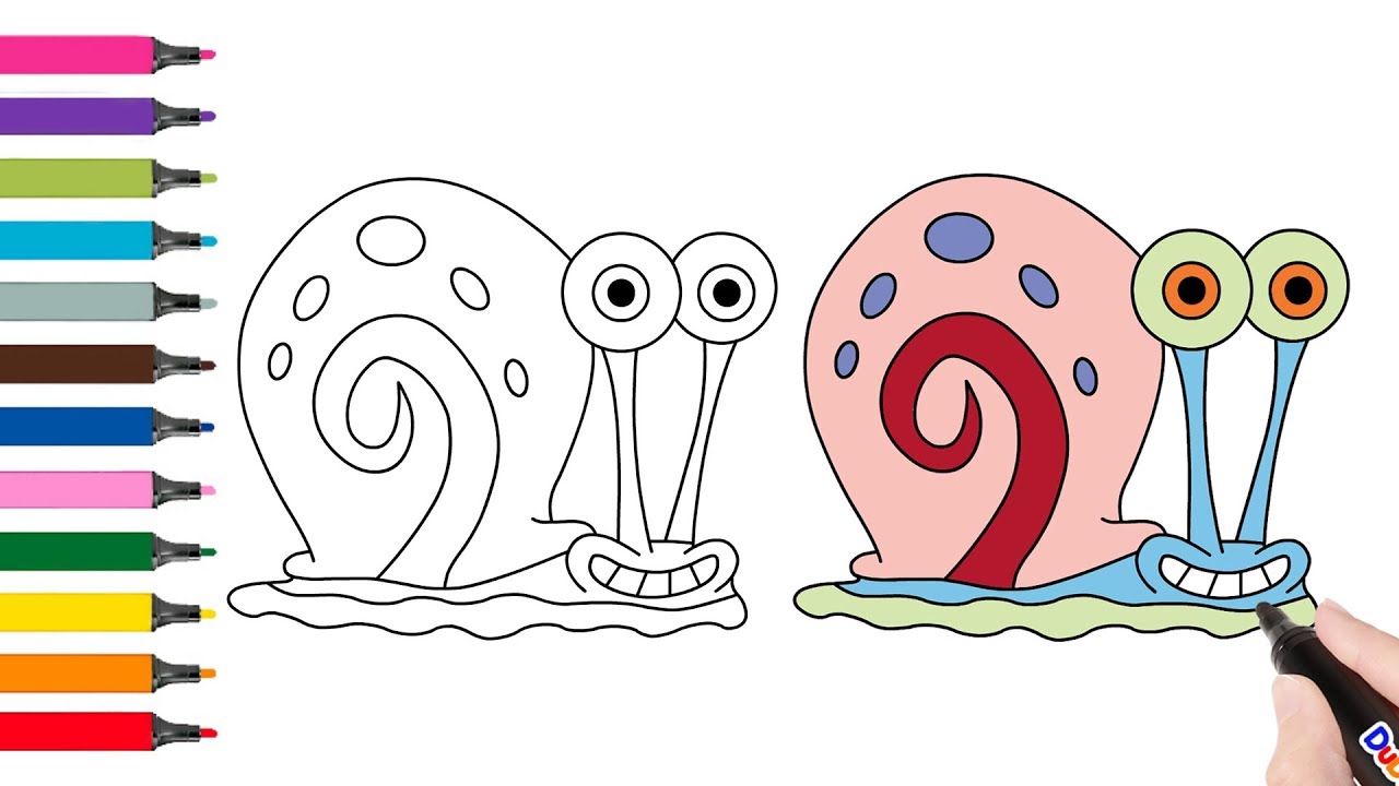 How to draw Gary snail SpongeBob. Step by step Gary drawing. Рисуем ...