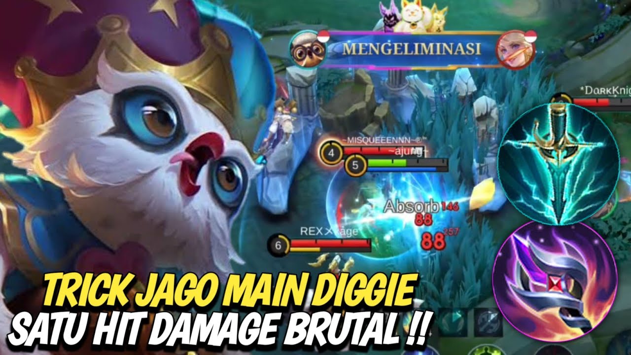 TRICK JAGO MAIN DIGGIE MAGE !? PAKE BUILD 1 HIT BRUTAL DAMAGE ‼️ BUILD ...