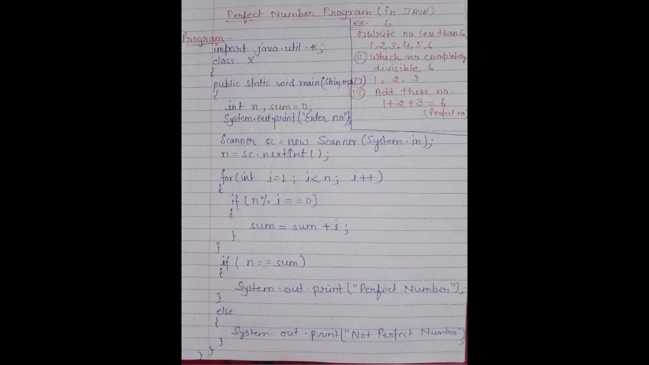Perfect Number Program in Java | Class 9&10 ICSE - YouTube