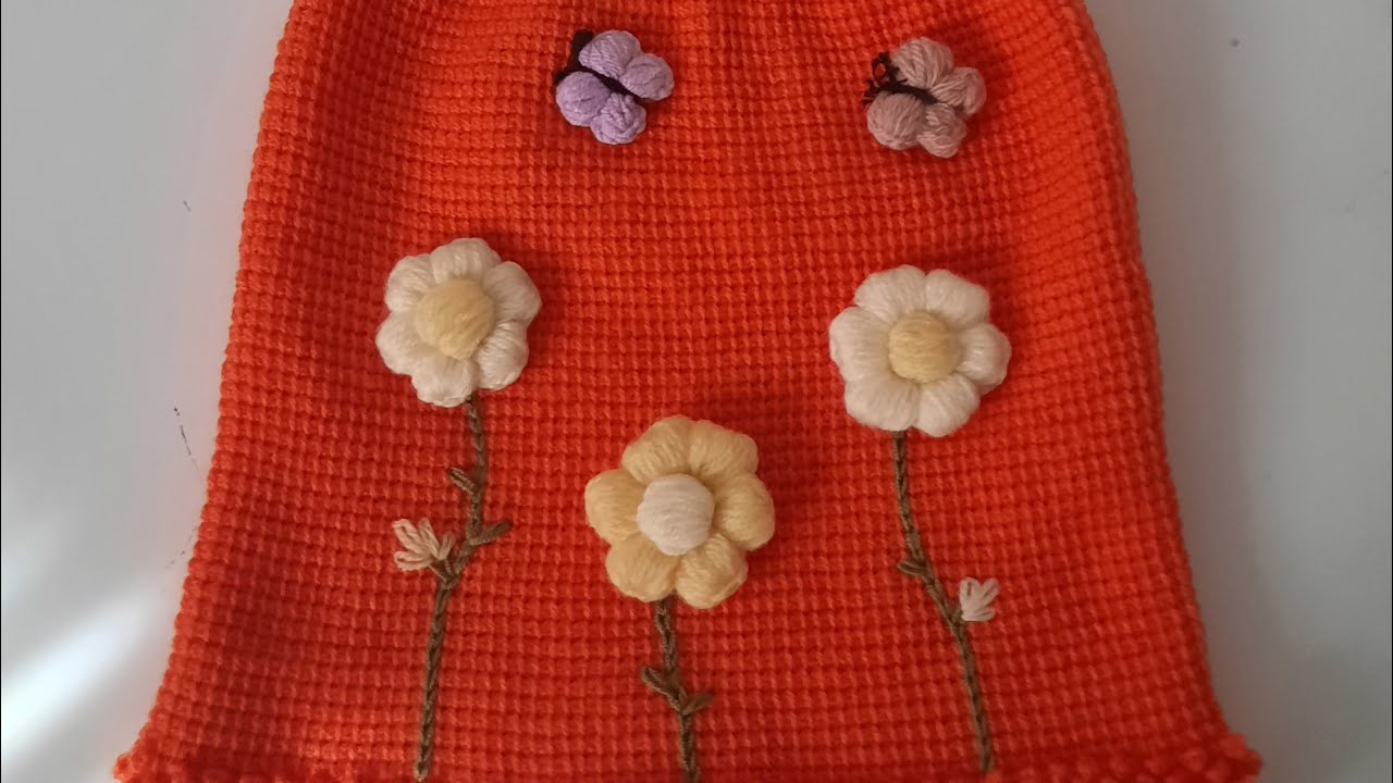 JİLE ELBİSE İŞLEME/TUNUS İŞİ KOLAY BEBEK ELBİSE #handmade #örgü # ...