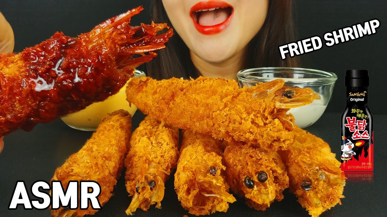 ASMR FRIED SHRIMP MUKBANG+FIRE SAUCE 새우튀김먹방 불닭소스(EATING SOUNDS) REAL ...