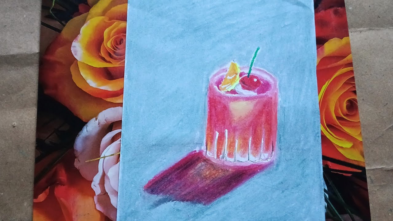 how to draw a drink glass ||oil pastels drawing || drink glass #artist ...