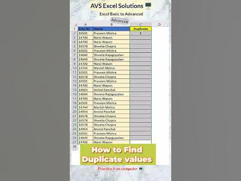 How to find duplicate in data through formula in Excel #exceltutorial #excel #exceltricks #avs ...