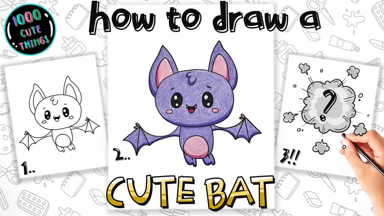 HOW to DRAW a BAT (cute cartoon style) - YouTube